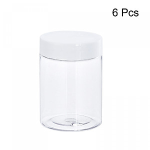 uxcell Round Plastic Jars with White Screw Top Lid, 3oz/ 100ml Wide-mouth Clear Empty Containers for Storage, Organizing 6Pcs