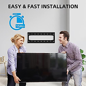 HOME VISION TV Wall Mount Fixed, Low Profile TV Mount, Wall Mount TV Bracket for Most 26-55 inch TVs with Max VESA 400X400mm up to 99lbs Fits 16'' Wood Studs, Quick Release Lock