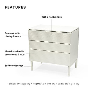 Stokke Sleepi Dresser, White - Spacious Dresser with Timeless Design - 3 Soft-Closing Drawers - Wall Securing Kit Included - Compatible Sleepi Changer