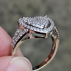 GUIDECUN Dainty Women's White Gold Plated Pavé-Set Cluster White Cubic Zirconia Love Heart-shaped Wedding Promise Rings (US size 6)