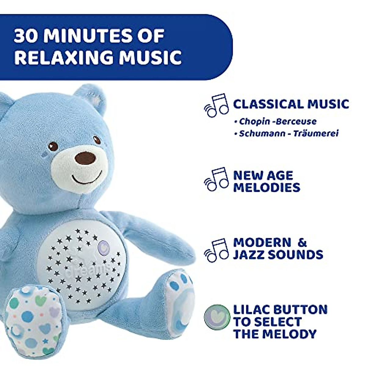 Chicco First Dreams Baby Bear Night Projector - Blue.