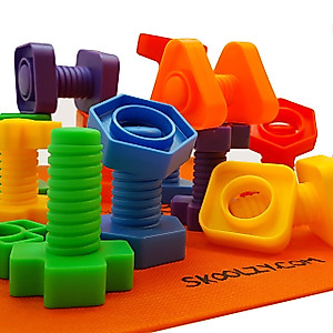 Skoolzy Occupational Therapy Toddler Toys - Preschool Lacing Beads and Jumbo Nuts and Bolts - Montessori Toys for Kids