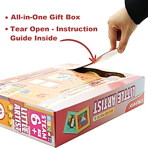 AUREUO Ceramic Mold Painting Kit for Kids - Little Artist - Arts & Crafts DIY Plaster to Paint, 3 Predrawn Mini Canvas & Easel, Acrylic Paint Set & Brush Toy Gift