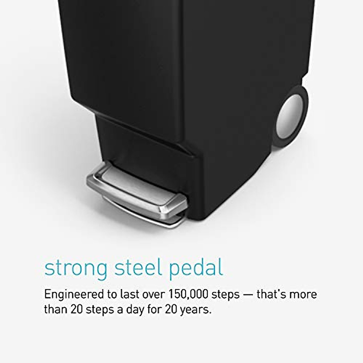 simplehuman 40 Liter / 10.6 Gallon Slim Kitchen Step Trash Can With Secure Slide Lock, Black Plastic