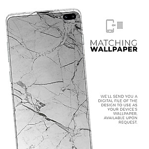 DesignSkinz Cracked White Marble Slate Protective Vinyl Decal Wrap Skin Cover Compatible with The Samsung Galaxy S20 (Screen Trim & Back Glass Skin)
