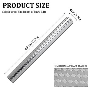 Self-Adhesive Silver Foil Wallpaper for Kitchen, Aluminum Foil Stickers Oil Proof Waterproof, Heat Resistant Wall Sticker for Cabinet Countertops Drawer Liner (15.7 x 196.8 Inch)(0.4 x 5m)