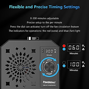 PowerScale Ozone Generator 75,000mg/h OZB1 Ozone Odor Eliminator Commercial Ozone Machine Odor Removal, For Home, Car, Pet Room Ozone Machine - High Capacity Ionizer Ozone Air Purifier, Black