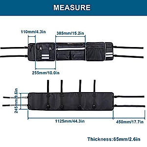 UTV Large Roll Cage Bag Roll Bar Overhead Storage Organizer Cargo Bags with Reflective Strip Compatible with Ranger RZR Pioneer Talon