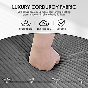 YESHOMY Sofa Sectional Comfy Couches for Living Room, Modern Deep Removable Back and Seat Cushions, 4 Seater Fluffy Sleeper with Soft Armrest, Silvery