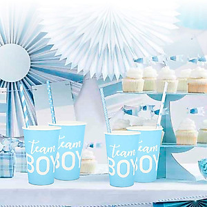 Naturalik 100-Pack Light Blue Biodegradable Paper Straws- Extra Durable- Baby Shower decorations for boy, gender reveal party supplies, birthday party straws, Blue Paper Straws