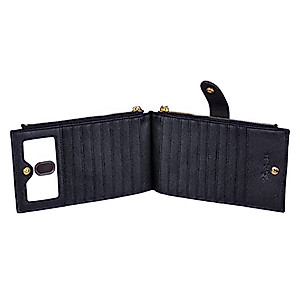 Travelambo Womens Wallet RFID Blocking Bifold Multi Card Case Wallet with Zipper Pocket Crosshatch (Black 4001)