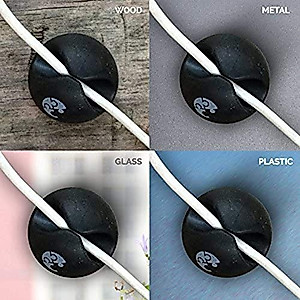 Cable Clips Management - Nightstand Accessories - Cord Organizer - Desk Cable Management - Wire Holder System - Adhesive Cord Clips - Home, Office, Cubicle, Car - Gift Idea - Black