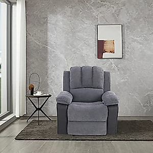 Corduroy + Black pu Ergonomic Electric Flat Sofa with 8-Point Massage and Heating Function, Thickened armrests and backrest Single Sofa Chair for The Elderly, Bedroom, Living Room (Gray)