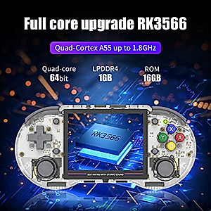 RG353PS Retro Handheld Game Console , Single Linux System RK3566 Chip 3.5 Inch IPS Screen 128G TF Card Preinstalled 4519 Games (Transparent White)