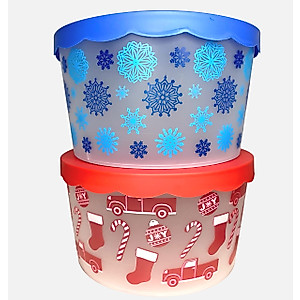 Greenbrier Holiday~Christmas Cookie Storage Buckets with Lids (2 Buckets)