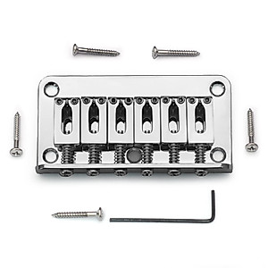 MAXCHEER 78mm Fixed Hardtail Bridge for 6 String Fender Strat Tele Electric Guitar (Chrome)