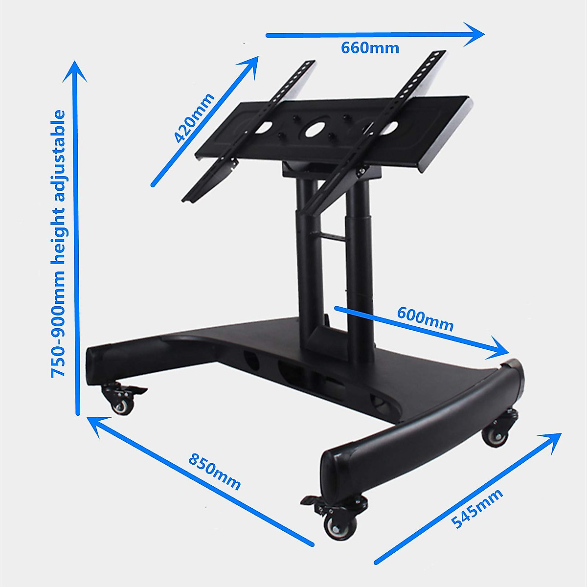 BIGalleons Mobile TV Mount Stand, Low Height Monitor Cart with Wheels for 32-65 inch Flat Curved Screen TV, LED LCD, Height Adjustable, 90°Adjustable Viewing Angle