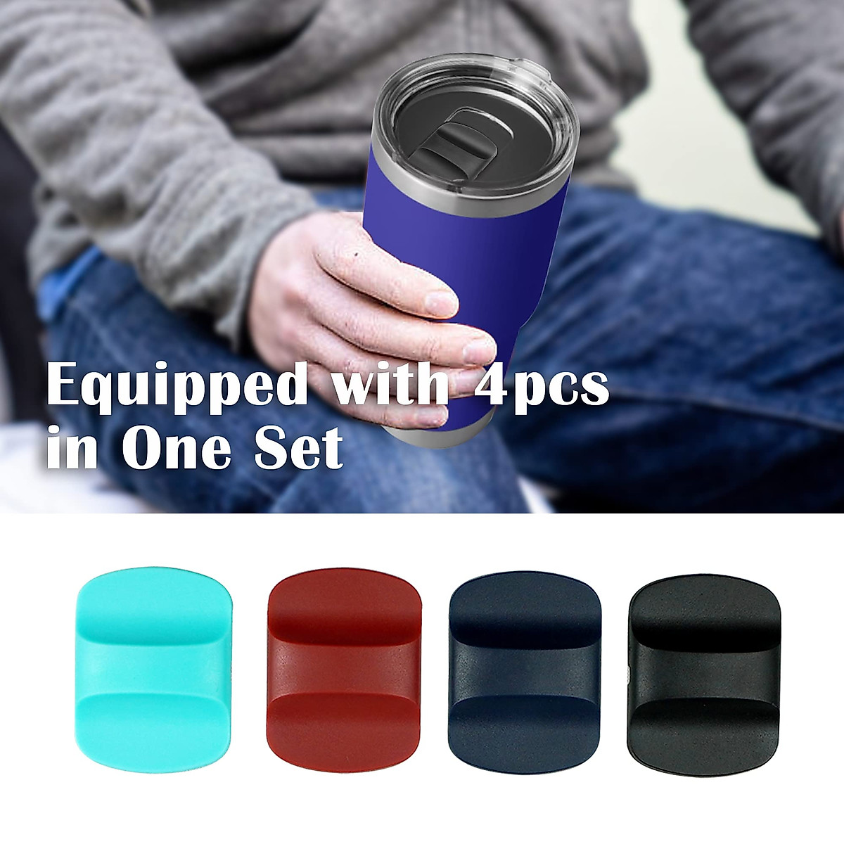 YKOAJG Magnetic Slide Replacement - For Yeti - Lid 10 oz, 16 oz, 20 oz, 26 oz, 30 oz, 4 Color (Black, Vermilion, Dark Blue, Green)