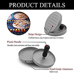 PDCTACST Burger Press Patty Maker Set - Non-Stick Hamburger Patty Maker Mold with 100 Sheets Free Wax Patty Paper for Beef Veggie Stuffed Pocket BBQ Barbecue Grill Griddle BPA Free - Aluminum Presser