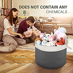 AivaToba Extra Large Cotton Rope Basket, Blanket Basket Living Room, Storage Basket for Organizing, 22” x 14” Toy Basket with Handles, Woven Basket for Towels, Pillows, Dirty Clothes Comforters