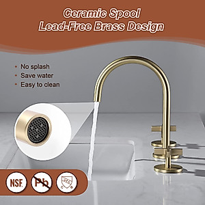 Indare Bathroom Faucet, Two Handles 360° Swivel Spout Widespread 4Inch 8Inch Brass Bathroom Sink Faucet 3 Hole with Pop-Up Drain and Water Supply Lines, Upgraded Style，Advanced Gray