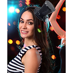 Black Mini Top Hat Headband Fascinator Tea Party Headpiece for Women Lady Gril 1920s Gatsby Party Halloween Christmas Costume Accessory