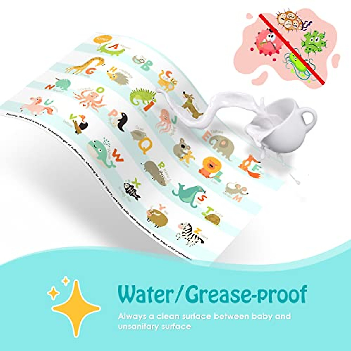 Disposable Placemats for Baby 40 Pack Stick-On Baby Placemat Alphabet ABC Animal Kids Table Mat for Restaurants Dining Table Travel Essentials for Toddlers