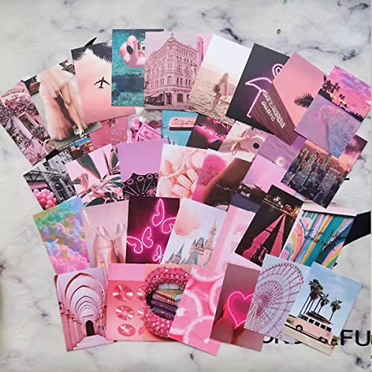 Michgar Room Decor for Teen Girls Aesthetic Pink Wall Collage Kit，50PCS 4X6 Room asthetic wall images,Dorm Photo Display aesthetic pictures，Posters for Bedroom，Teen Girl Room Decor 。…