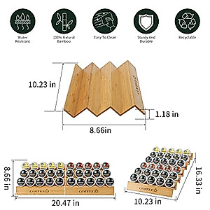 MinBoo Bamboo 2 Pieces Step-Shaped K Cup Holder Drawer or Countertop k cup Organizer Coffee Pod Holder Hold 30 Coffee Pod Storage Kcup coffee pods holder for coffee station Office and Kitchen
