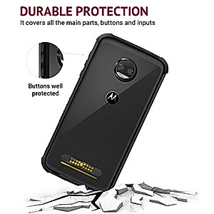 Casewe – Motorola Moto Z2 Force Flexible TPU Protective Bumper Case Cover/Compatible with Moto Mods - All Black Matte
