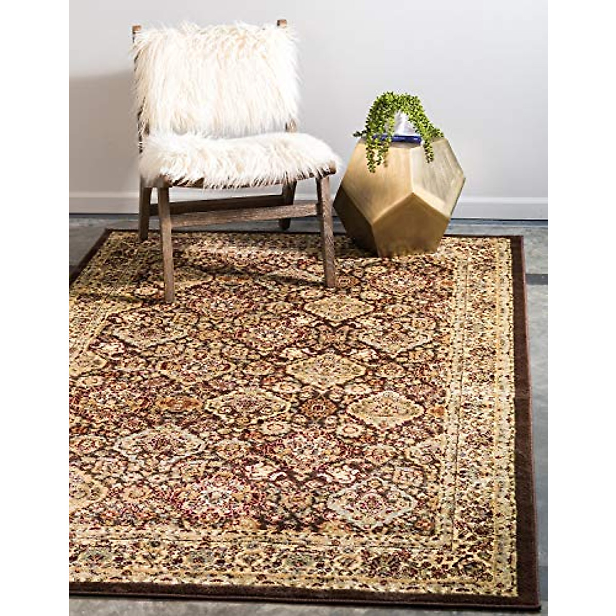 Unique Loom Voyage Collection Traditional Oriental Classic Intricate Design Area Rug, 3' 3" x 5' 3" Rectangle, Brown/Cream