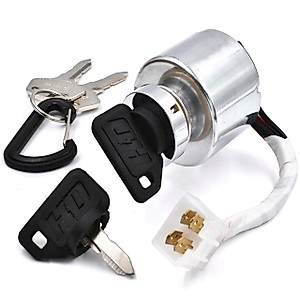 HD Switch Starter Ignition Key Switch Replaces Kubota 66101-55200 Fits TG1860G ZD18 ZD21 ZD28 ZD18F ZD21F ZD28F TG1860 BX1500 BX1800 BX1830 BX22D BX2200 BX23D BX2230 Includes 3 Keys & Free Carabiner