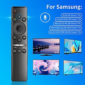 BN59-01312A Smart TV Voice Remote,for Samsung-TV-Remote,Compatible for All Samsung with Voice Function Smart Curved Frame QLED LED LCD 8K 4K TVs （with Netflix, Prime Video, and Hulu）