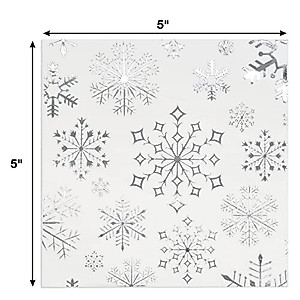 100 Christmas Snowflake Cocktail Beverage Napkins Holiday Disposable Paper Napkin Silver White Snowflakes Dessert Napkins for Home Dinner Buffet Xmas Decorative Tableware Party Supplies Decorations
