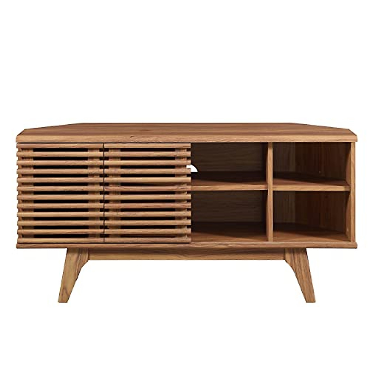 Modway Render Mid-Century Modern Low Profile Corner Media TV Stand in Wal, 15 x 46 x 23