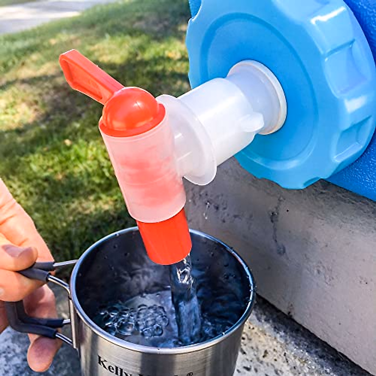 AquaBrick Emergency Water Storage Containers w Ventless Spigot Cap, Portable Stackable Water Storage Containers 3Gal, Long Term Food Storage Containers 20lbs, Outdoor Beverage Dispenser, 2 PK + Spigot