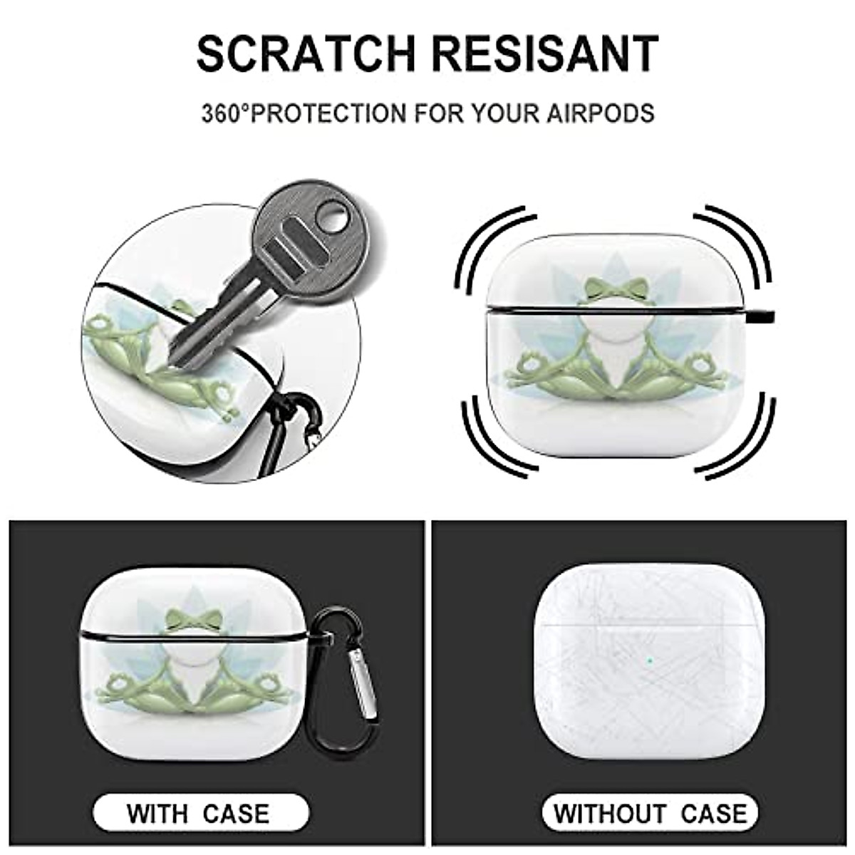 YouTary Compatible with Airpods 3 Case Cover 2021 with Keychain Yoga Frog Funny Pattern, Apple AirPod Headphone Cover Unisex Shockproof Protective Wireless Charging