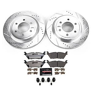 Power Stop K8030-36 Rear Z36 Truck & Tow Brake Kit, Carbon Fiber Ceramic Brake Pads and Drilled and Slotted Brake Rotors For Ford Expedition F-150 Lincoln Navigator 6 Lug