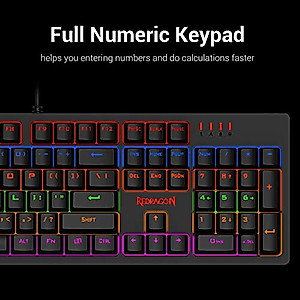 Redragon S117 Gaming Keyboard Mouse Combo Mechanical RGB Rainbow Backlit Keyboard Brown Switches RGB Gaming Mouse for Windows PC Gamers (104 keys)