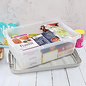 Inhouse 2 Packs Plastic Storage Box with Lids, 14 Quart Latching Bin