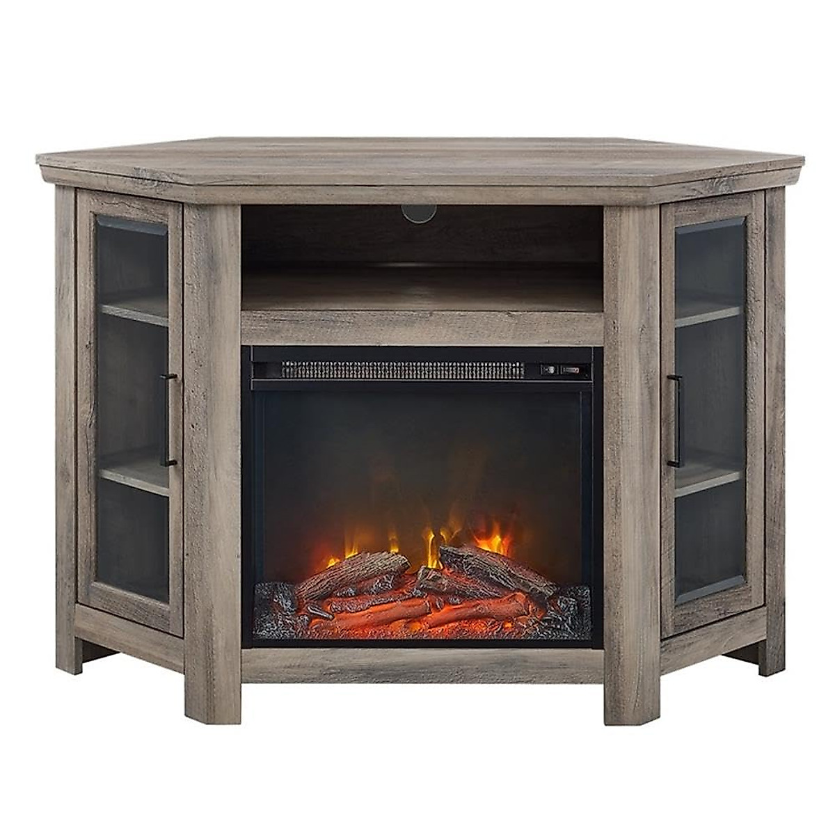 Walker Edison 48" MDF Corner Fireplace TV Stand - Grey Wash