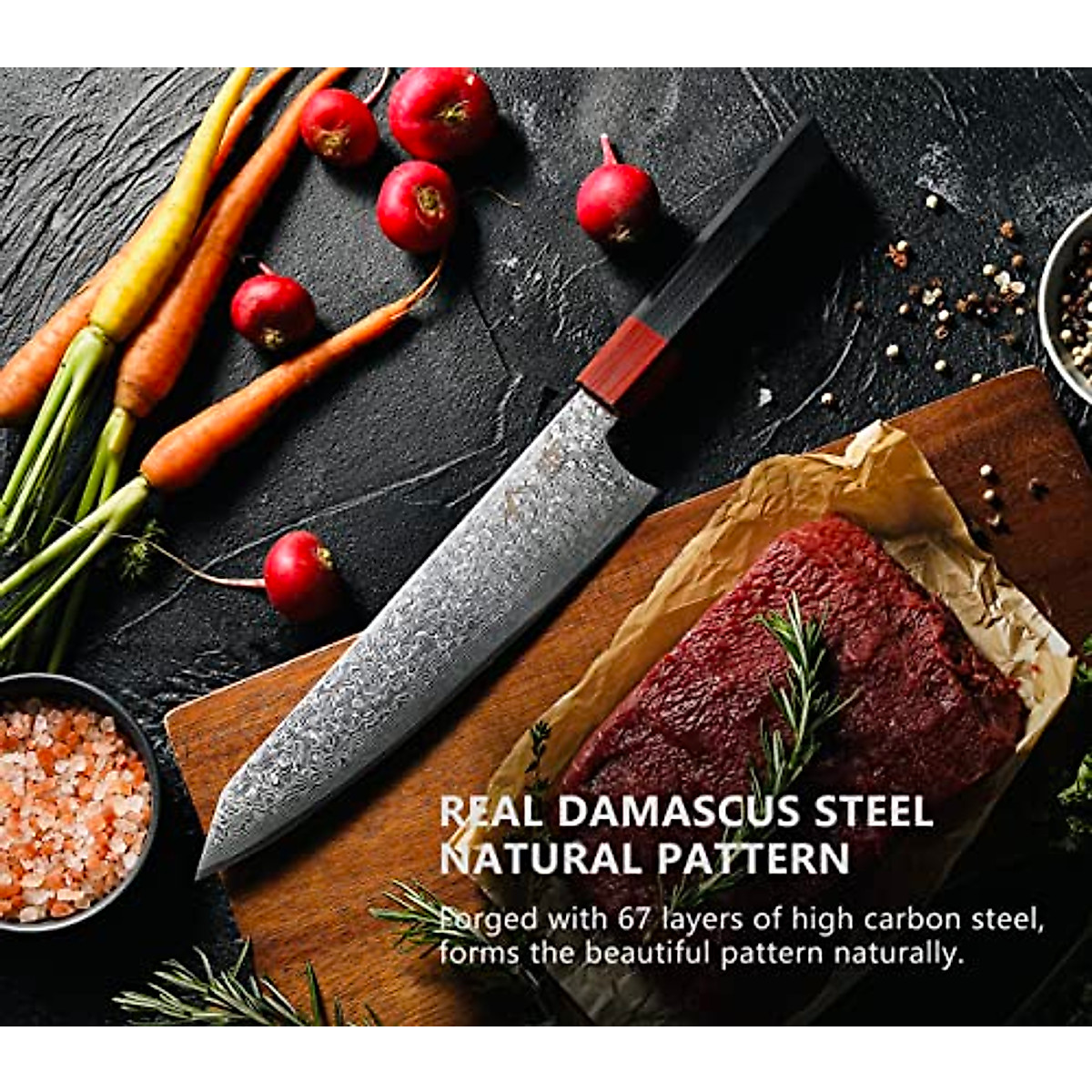 SANNKA Chef Knife Kiritsuke Knife 8.5 inch Damascus Knife Kitchen Knife Japanese Knife VG10 High Carbon Steel Knife 67-Layer Steel Japanese Kitchen Knife Cooking Knife Sharp Knife with Knife Sheath