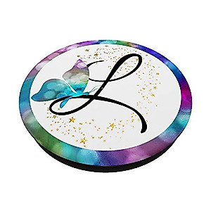 Teal Butterfly Custom Personalized Letter L Monogram PopSockets Swappable PopGrip