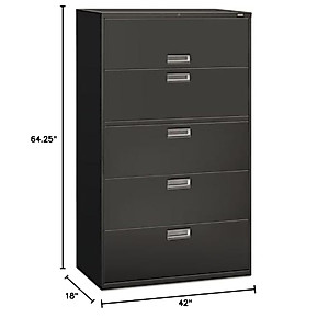HON 600 Series 42 Inch Four Drawer Lateral File Plus One Roll Out Shelf