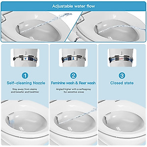 Bidet Toilet Seat, Manual Non-Electric Bidets for Existing Toilets, Elongated Toilet Seat with Self-Cleaning Nozzles, Fits Elongated Toilets, Slow Close Toilet Seat, Quick-Release, Easy Installation