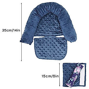 Baby Carseat Headrest and Strap Covers, Purple Floral Minky Infant Strollers Head Support & Seat Belt Cover, Toddler Strollers Headrest and Neck Cover, Car Accessories for Newborn Boys & Girls