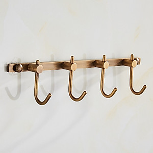 YUTU Antique Bronze Towel Hooks Brass 4 Hooks Bathroom Brushed Coat Hooks Rack,FGG0