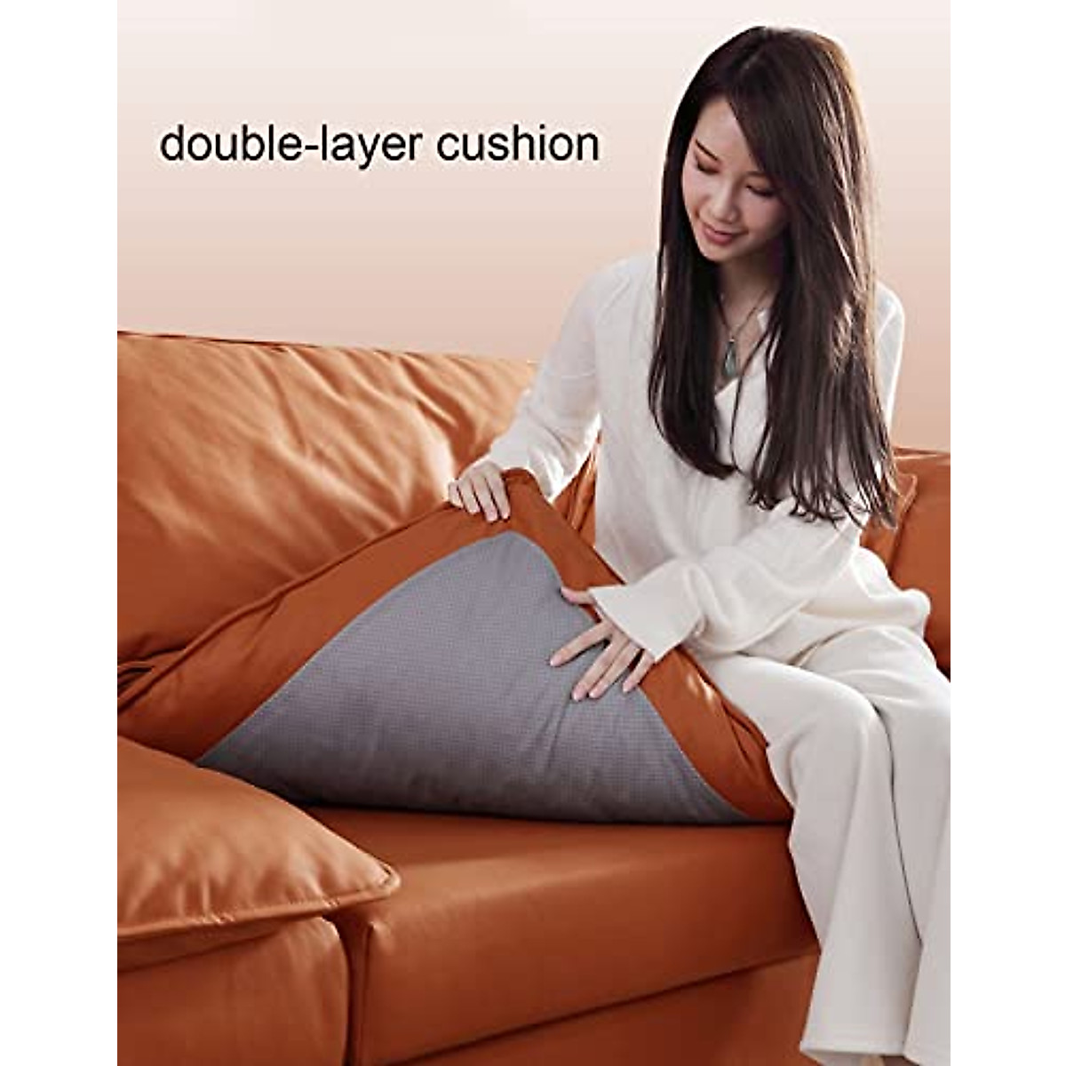 Sofa Couch Living Room Sofa with Cozy Throw Pillows Breathable Fabric Sofa Couch Carbon Steel Support Legs 2 Layers Soft Cushions Spacious Large Sofa for Living Room Office
