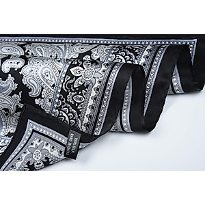 corciova Paisley White Black Western Neck Scarf Men Neckerchief 21x21 Women Silk Hair Scarf Ladies Short Bandana Purse Scarf