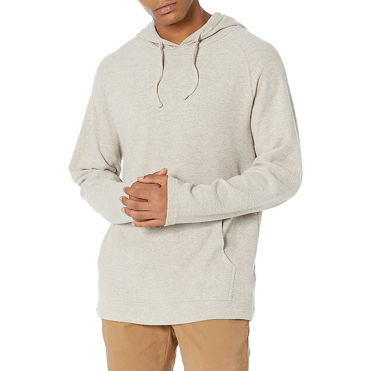 Amazon Essentials Men's Long-Sleeve Slub Thermal Pullover Hoodie (Previously Goodthreads), Oatmeal Heather, X-Large Tall